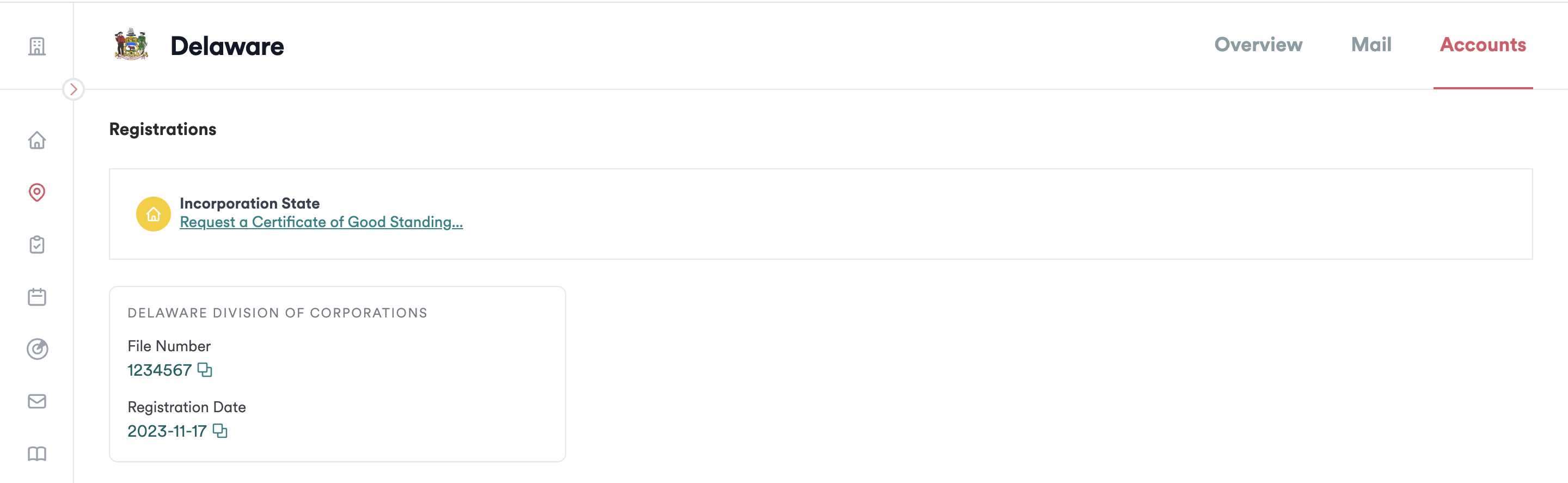 Request a Certificate of Good Standing with Mosey